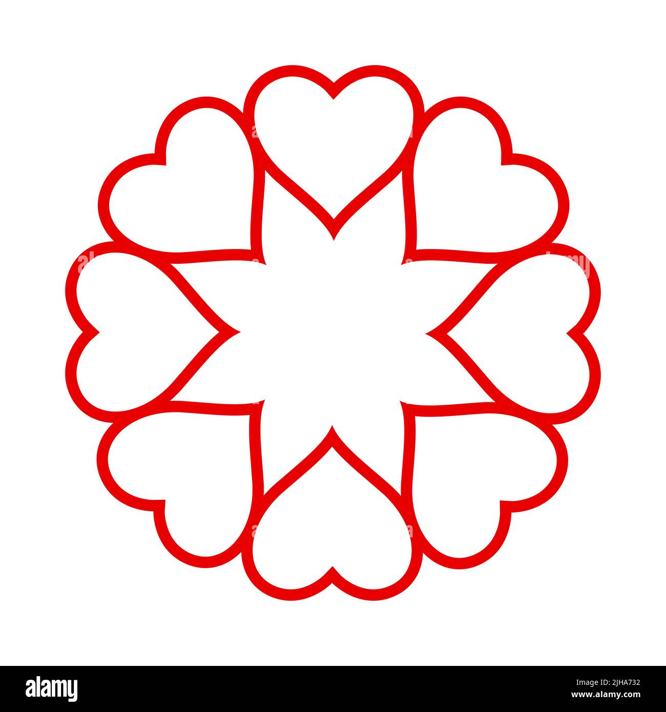 Together hearts circle wreath. Unity, union, community. Romantic round ...