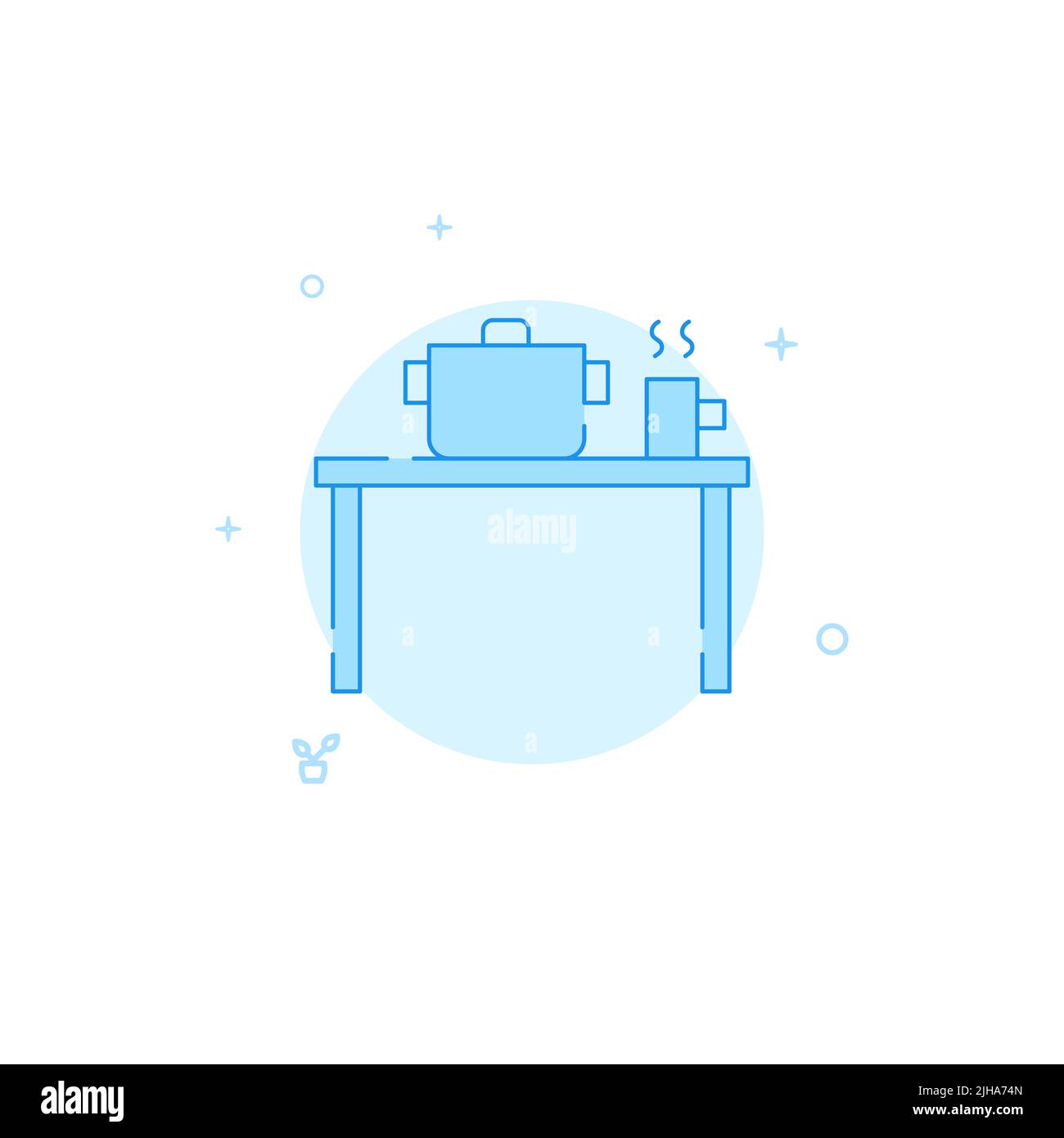 Dinner table icon. Flat illustration. Filled line style. Blue ...