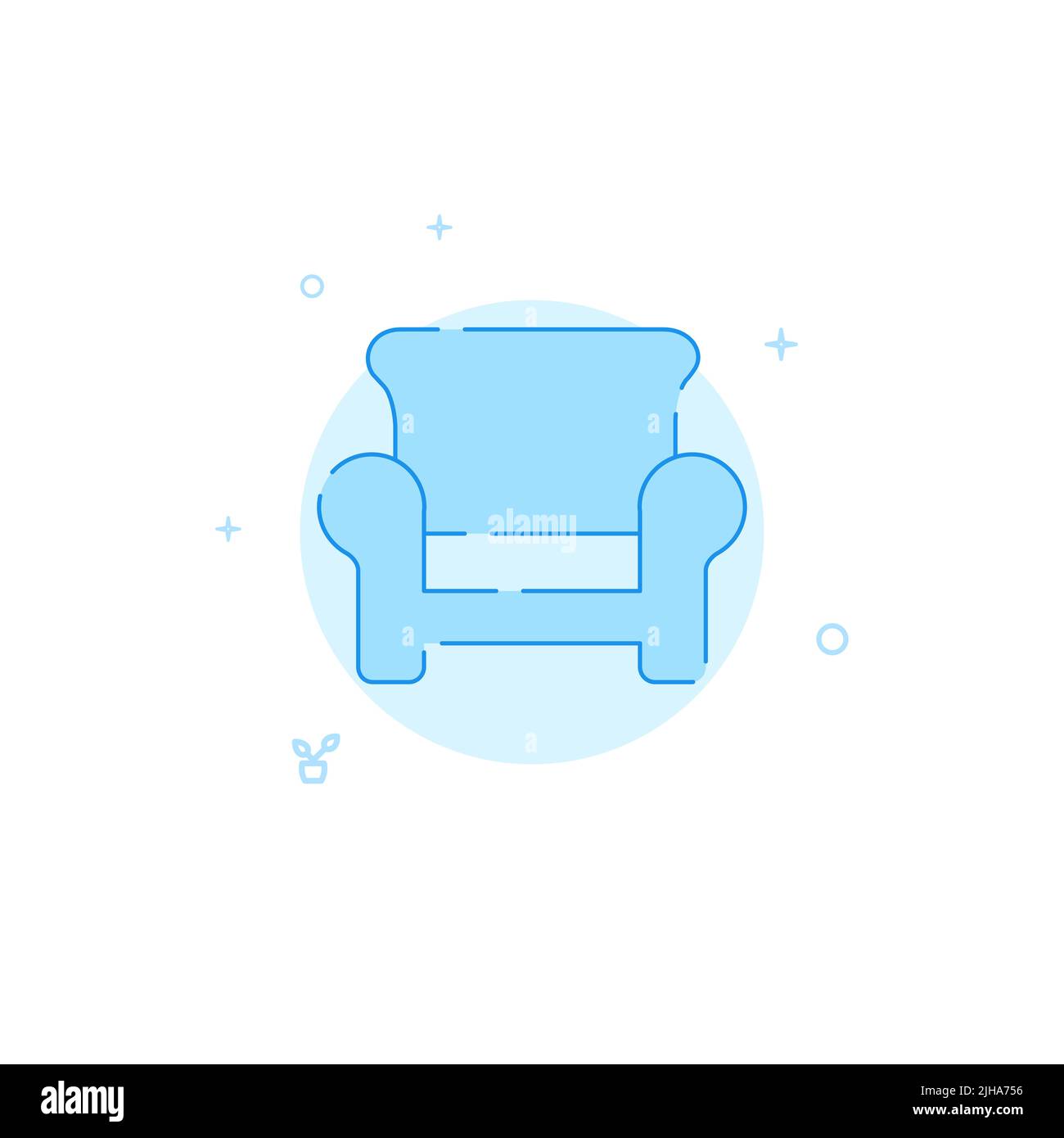 Easy chair icon. Flat illustration. Filled line style. Blue monochrome ...