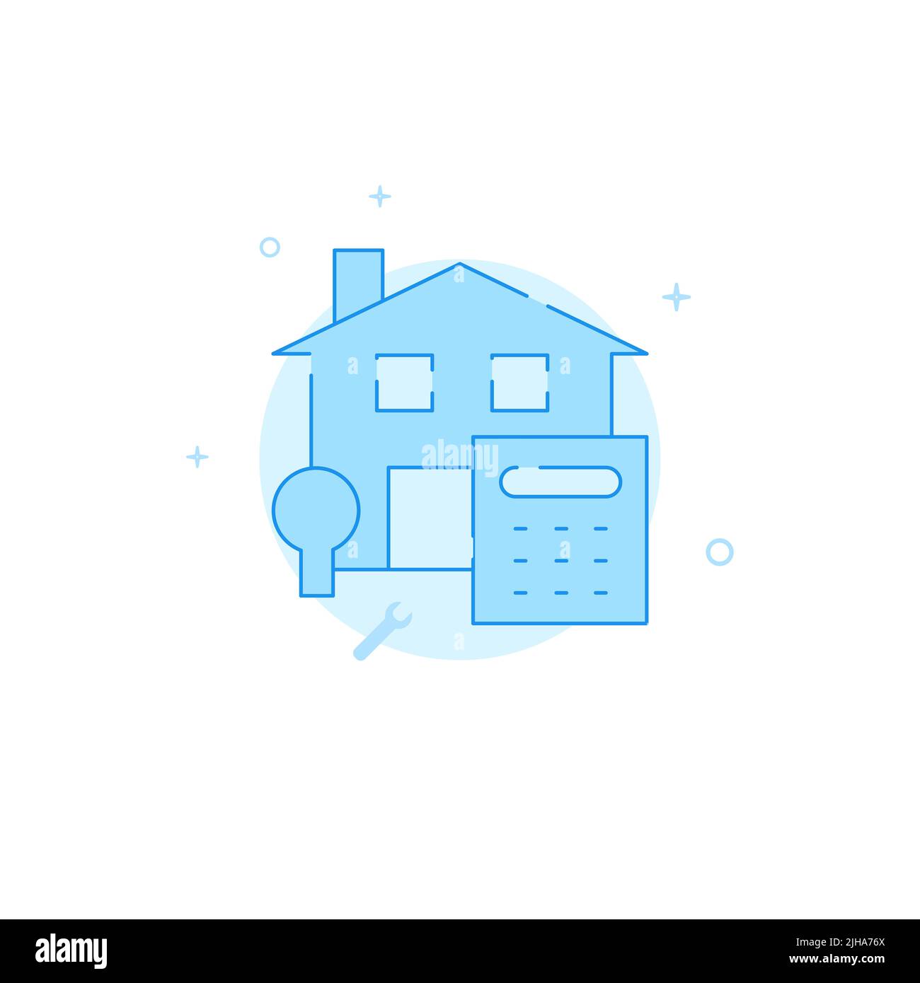 Turnkey house, construction estimate icon. Flat illustration. Filled ...
