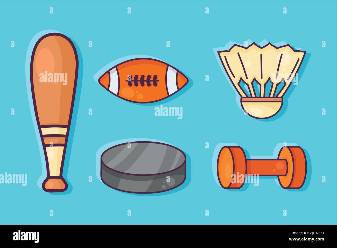 five sports equipment set icons Stock Vector Image & Art - Alamy