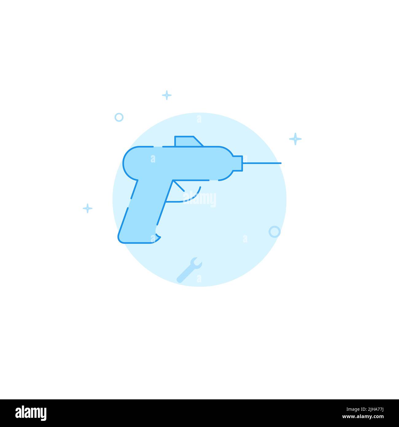 Drill icon. Flat illustration. Filled line style. Blue monochrome ...
