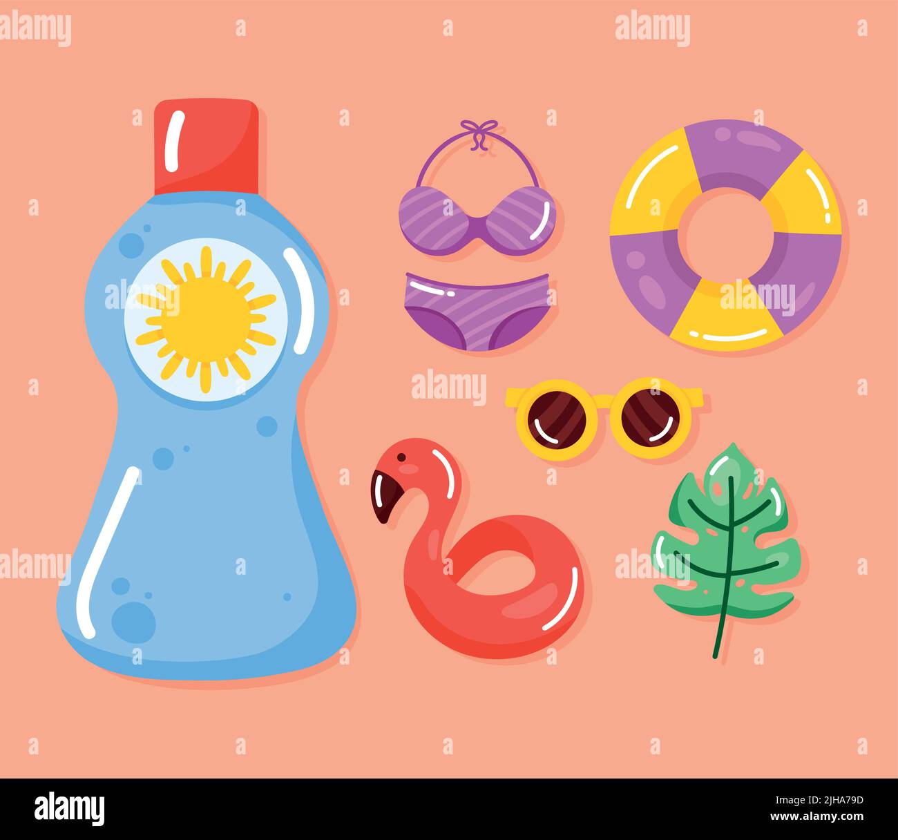 summer vacations set six icons Stock Vector Image & Art - Alamy