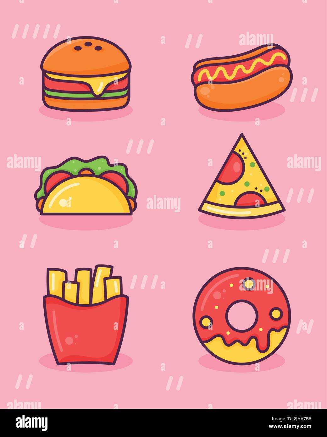 six delicious food set icons Stock Vector Image & Art - Alamy