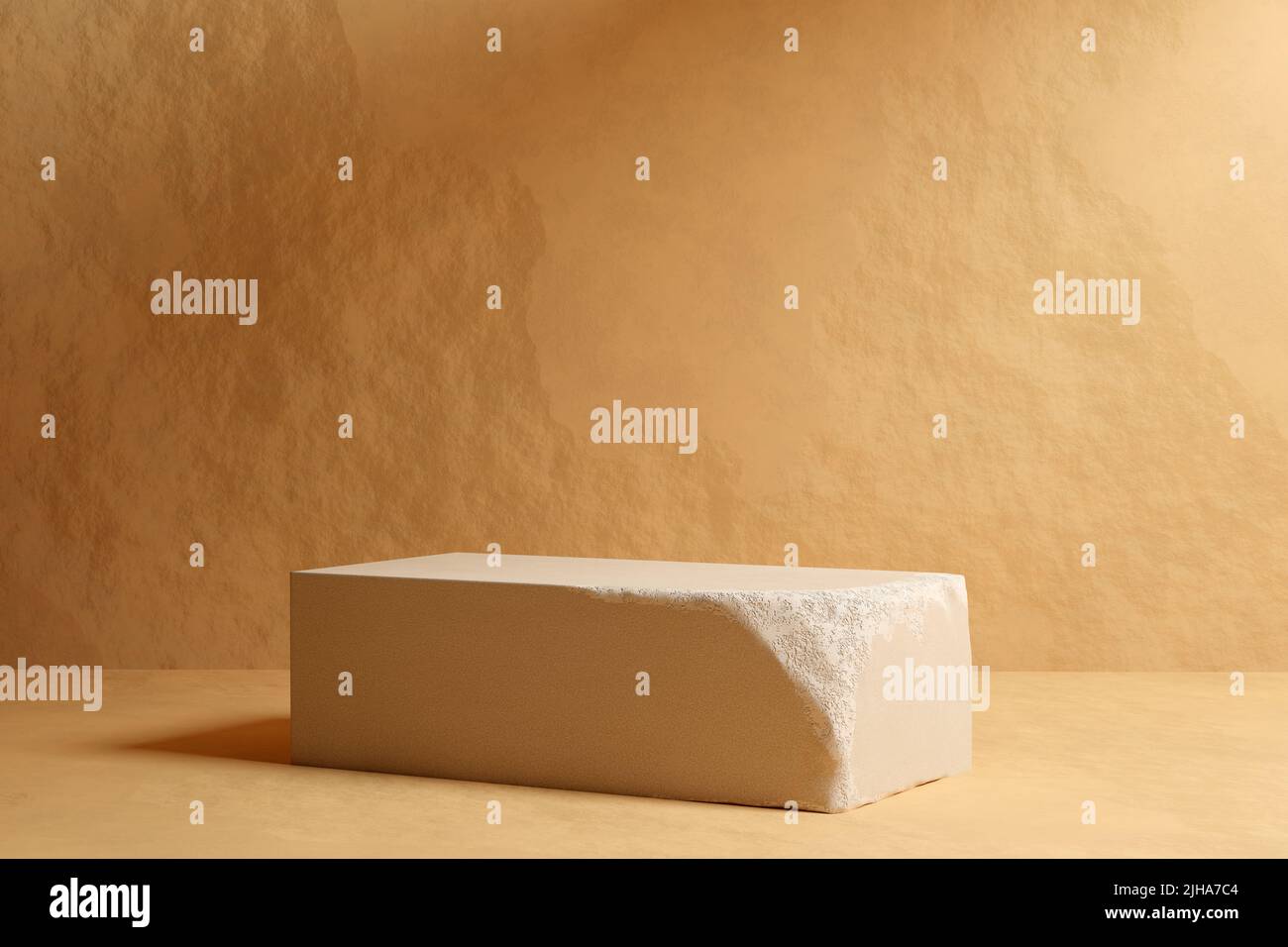 Beige sandstone podium block. Concept of shop product or cosmetic ...