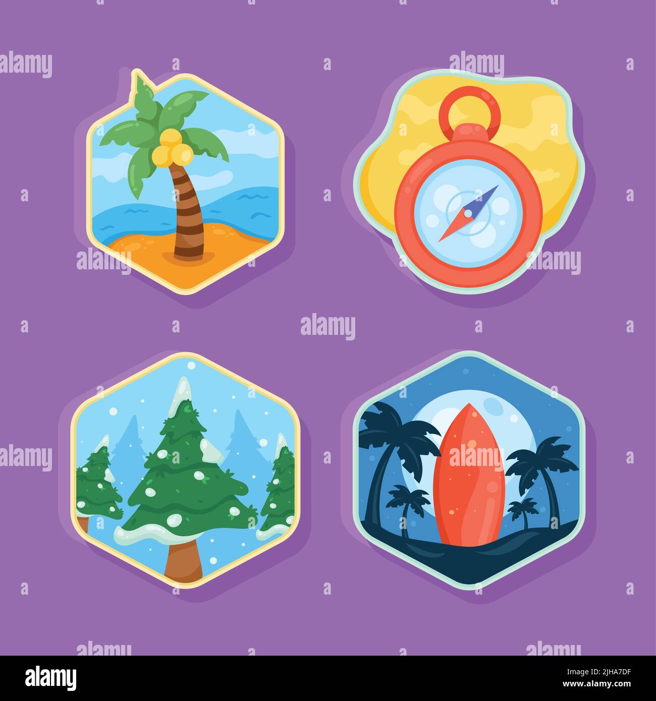four adventure badges set icons Stock Vector Image & Art - Alamy