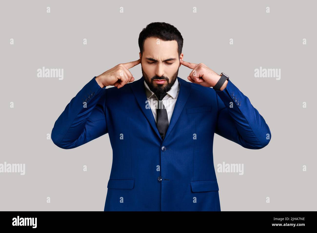 Man covering ears hi-res stock photography and images - Alamy
