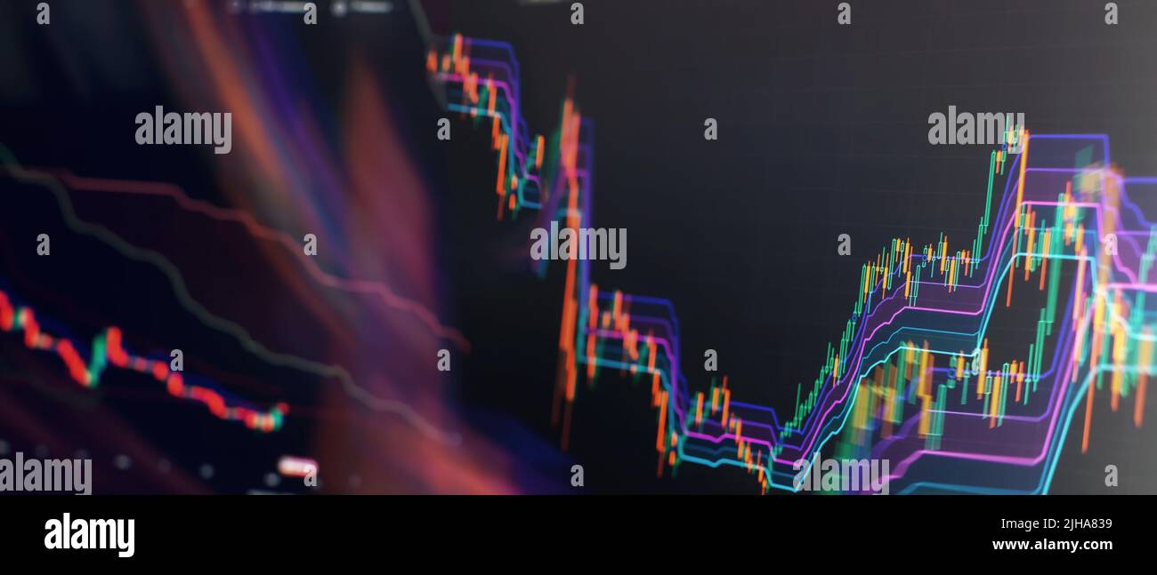 Finance and investment concept. Charts of financial instruments with ...