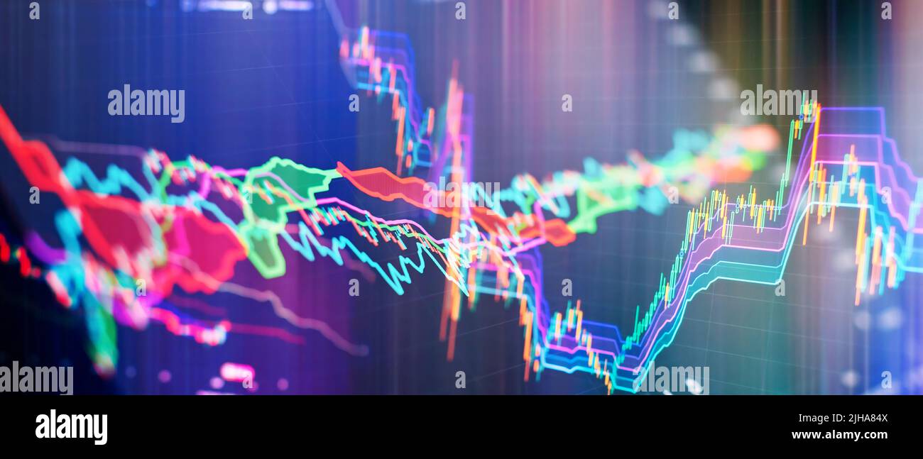 Finance and investment concept. Charts of financial instruments with ...