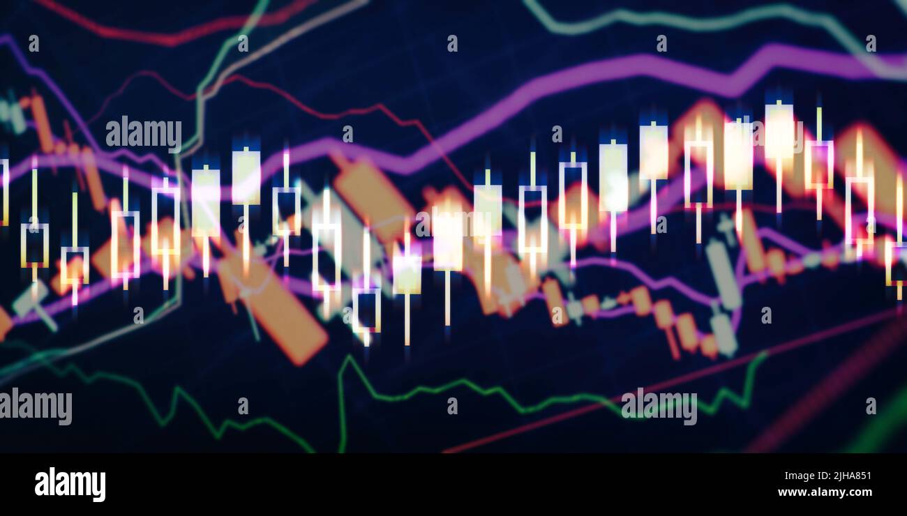 Finance and investment concept. Charts of financial instruments with ...