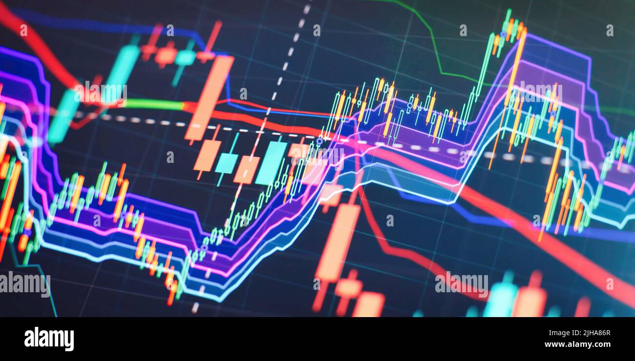 Finance and investment concept. Charts of financial instruments with ...