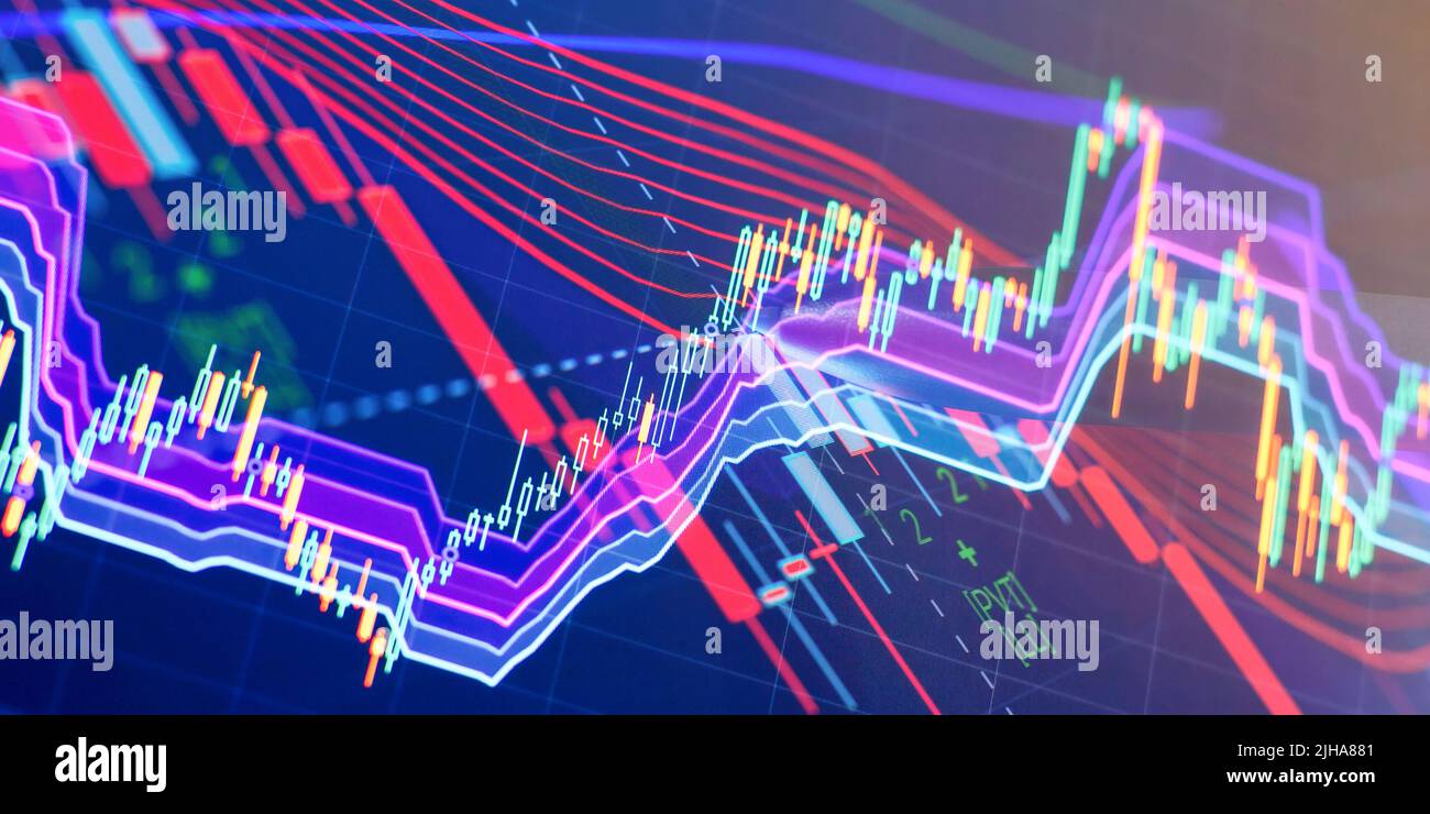 Finance and investment concept. Charts of financial instruments with ...