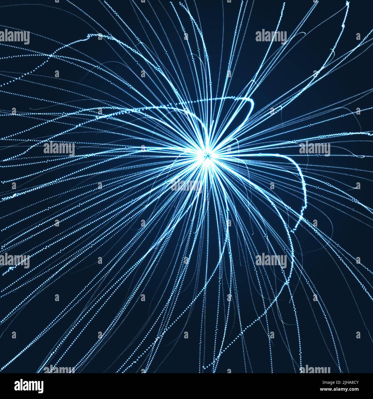 Abstract science or technology background. Array with dynamic particles ...