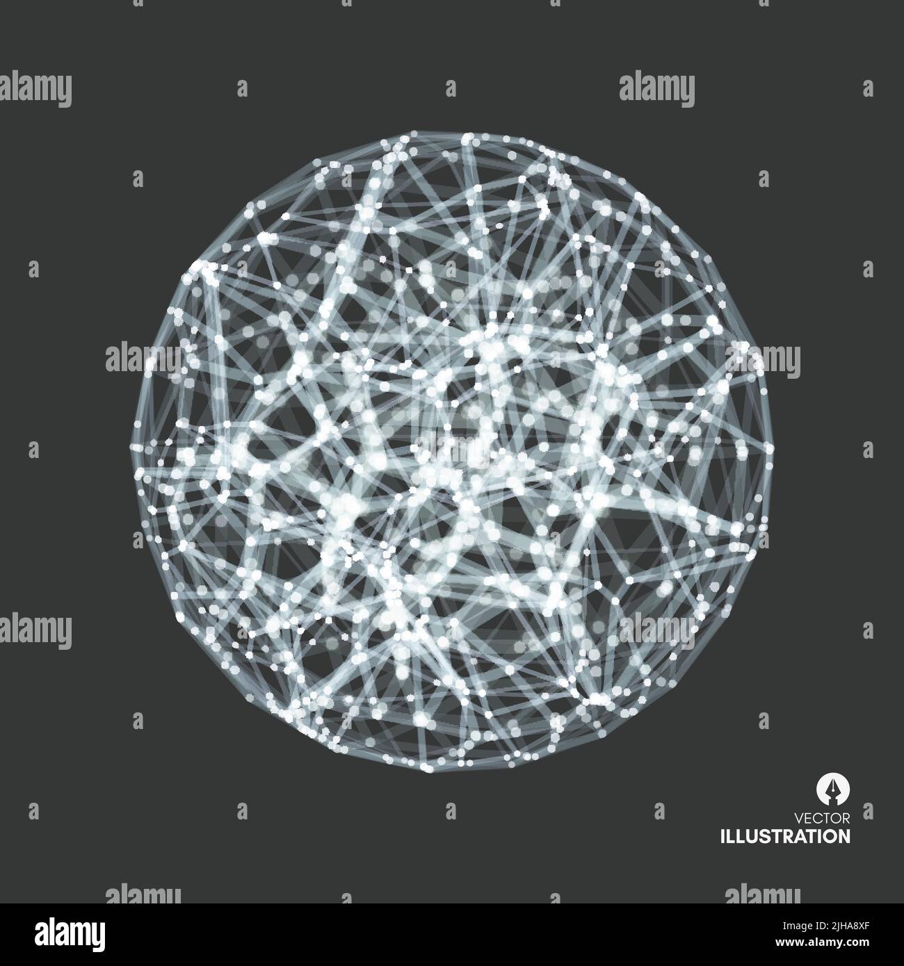 Sphere 3d Vector Wireframe Object Illustration With Connected Lines