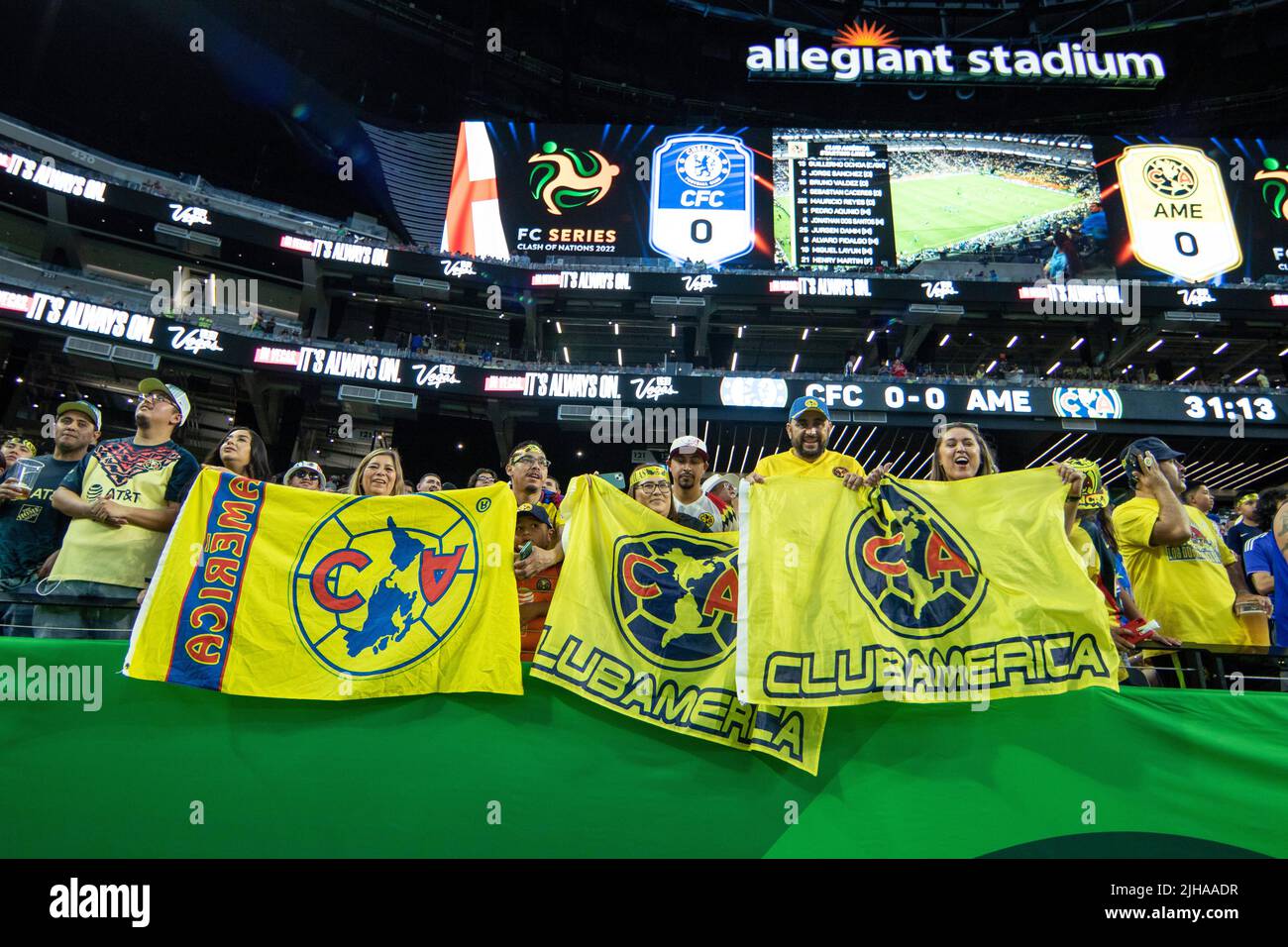 LAS VEGAS, NV - JULY 16: Club America fans cheer and wave flags prior ...