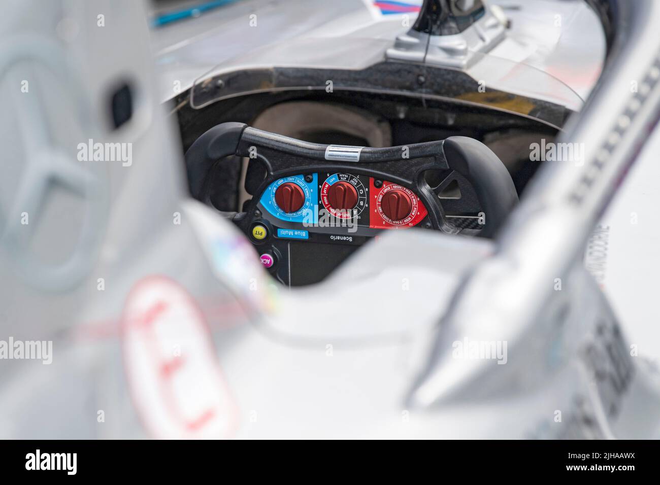 NEW YORK, NY - JULY 16: A car cockpit seen in pit lane during the ABB ...