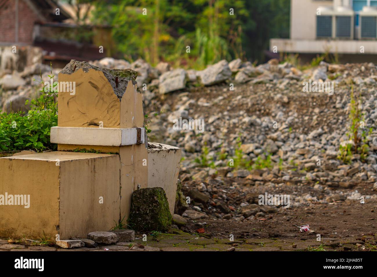 The ruins of the building after being torn down, the old building was ...