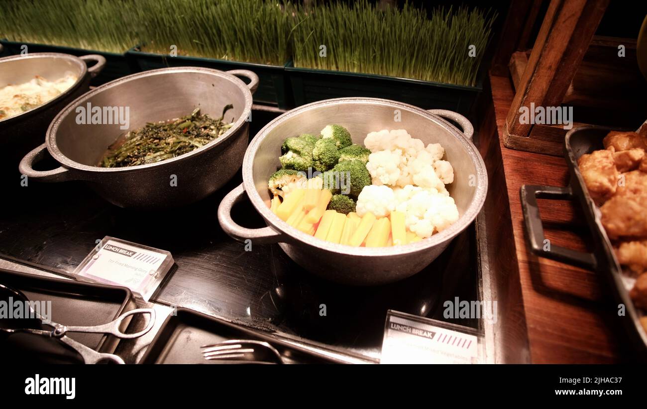 Hot Pots on the Lunch Buffet Line Stock Photo - Alamy