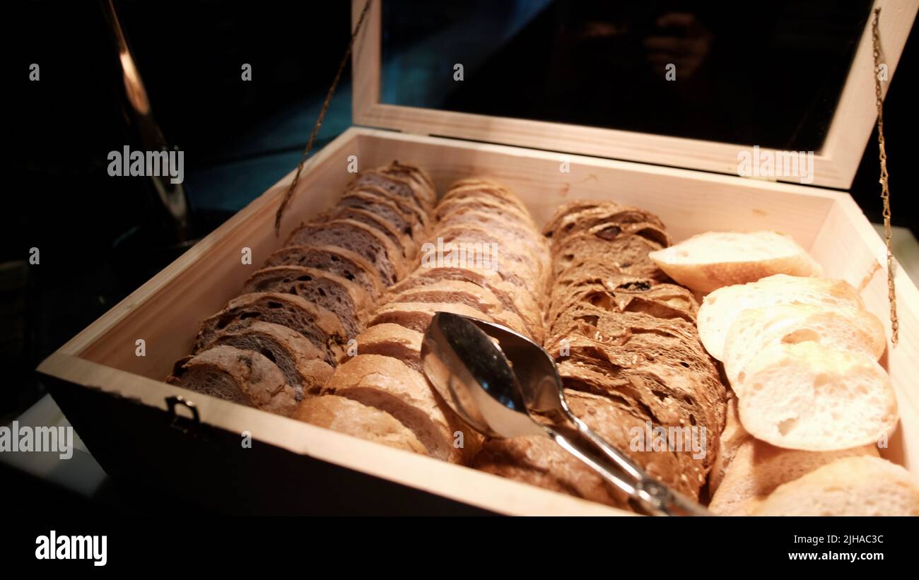 Old Fashion Bakery Products Bread Box on a Buffet Line Stock Photo - Alamy