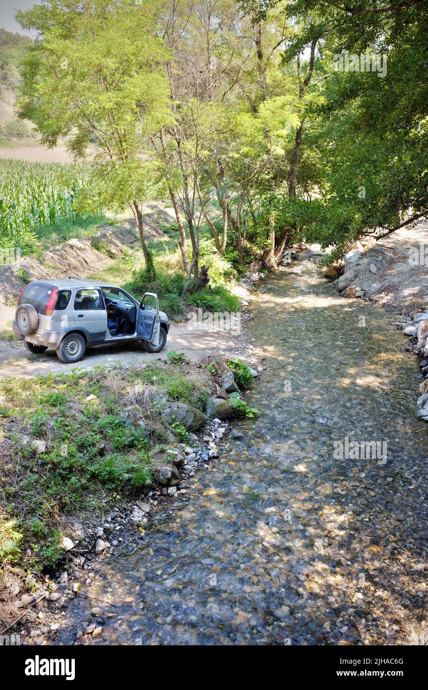 car 4x4 river wading in Serbia Stock Photo - Alamy