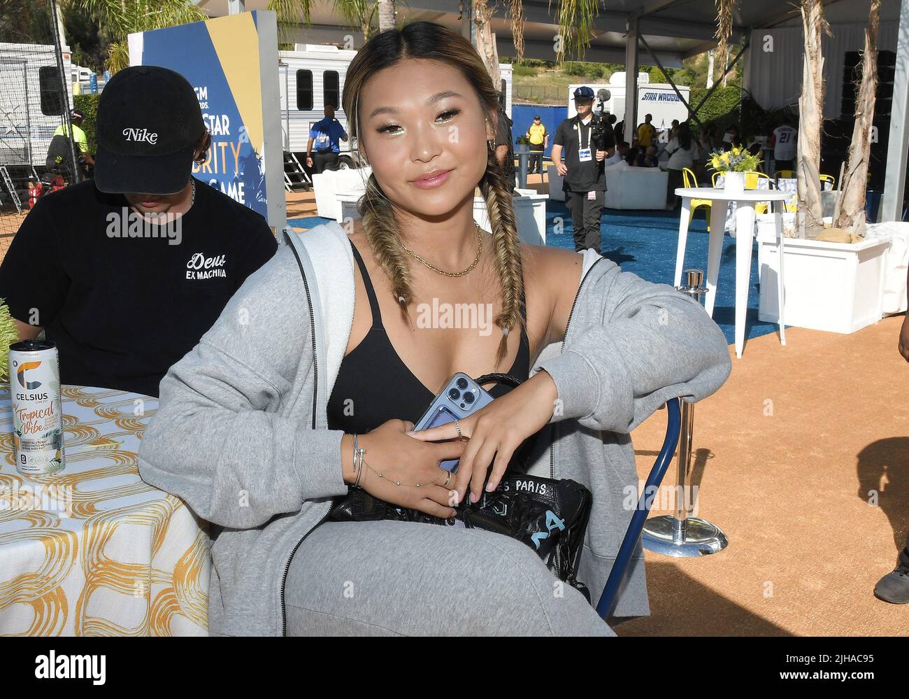 Chloe Kim at the 2022 MLB All-Star Celebrity Softball Game Media ...