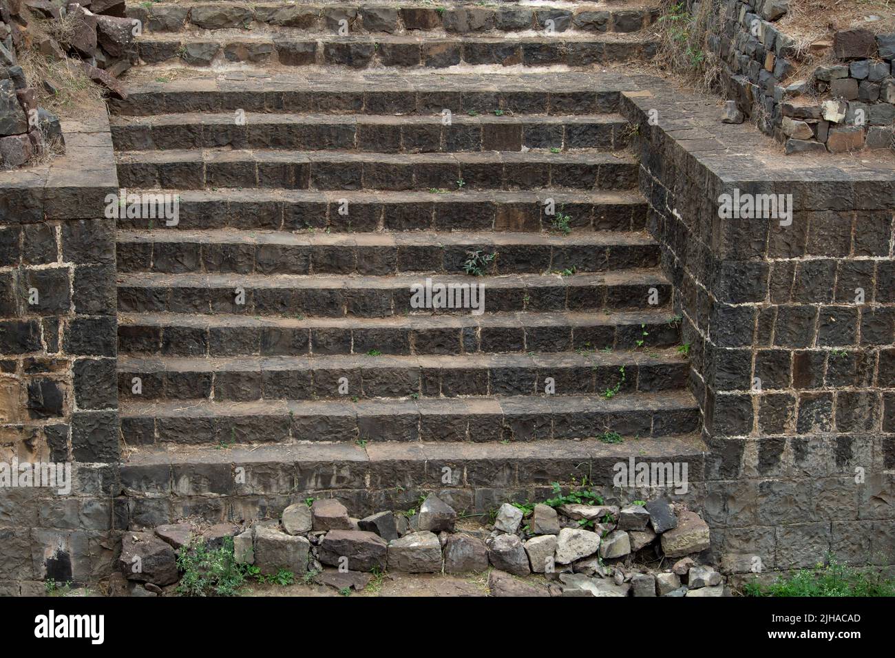 Stone steps on the fort of malhargad Stock Photo - Alamy