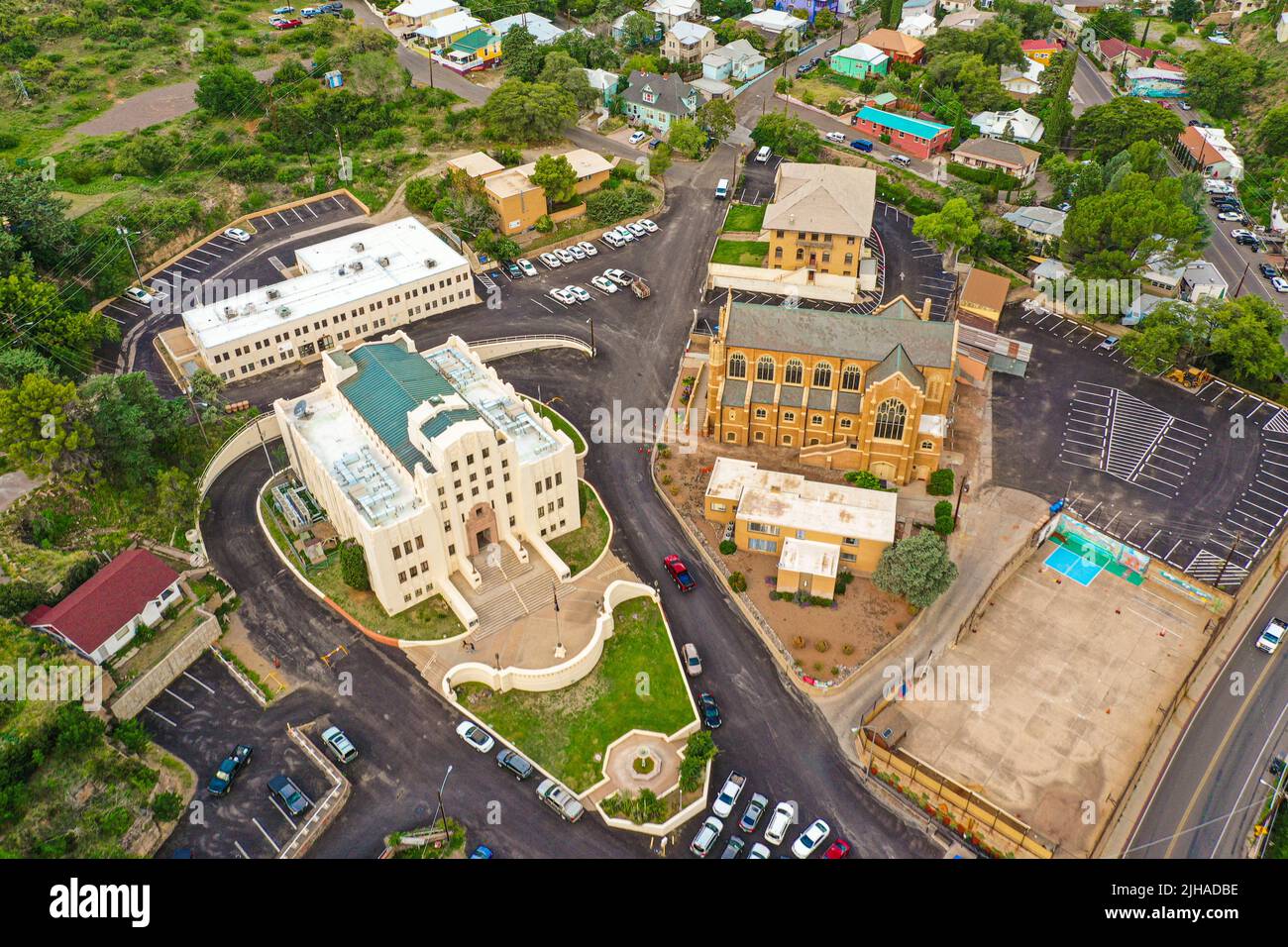 Bisbee, aerial view of Bisbee city in Arizona United States. Old West ...