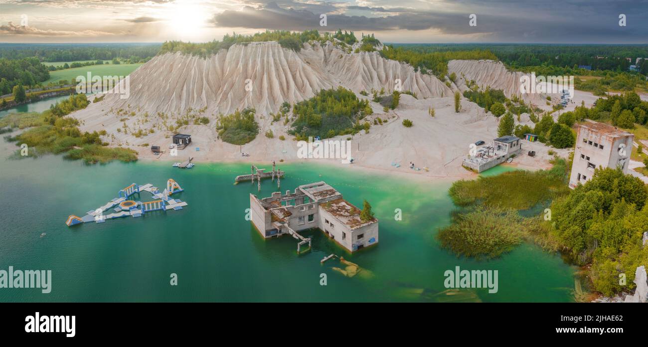 Abandoned quarry for extraction of limestone. Beautiful nature ...