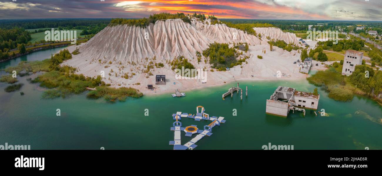 Abandoned quarry for extraction of limestone. Beautiful nature ...