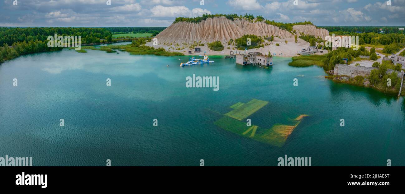 Abandoned quarry for extraction of limestone. Beautiful nature ...