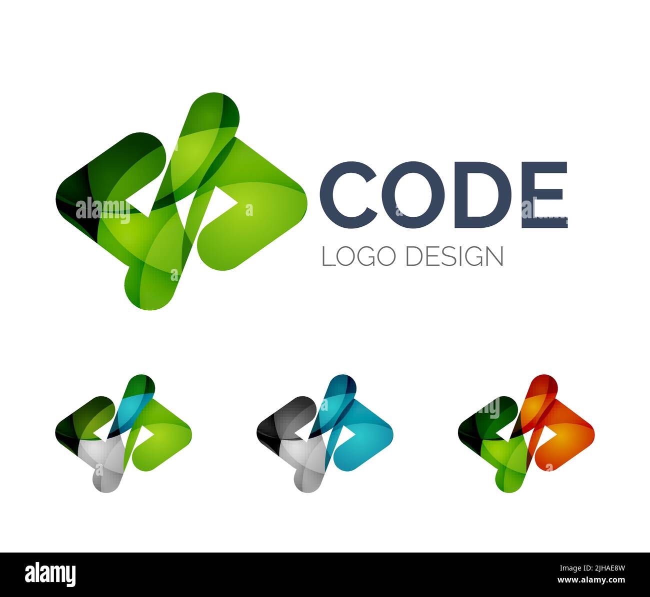 Abstract code icon logo design made of color pieces - various geometric ...
