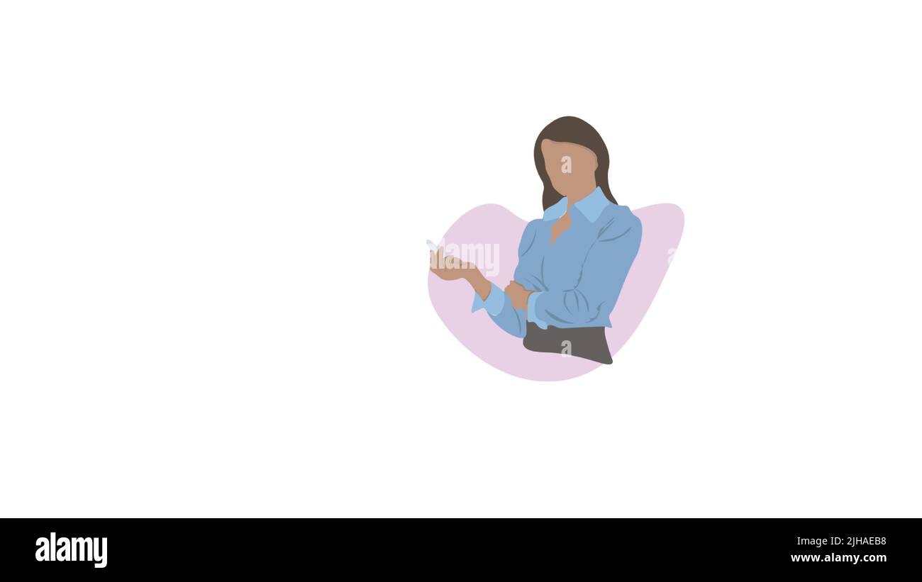 A faceless female teacher character while explaining with the pink and ...