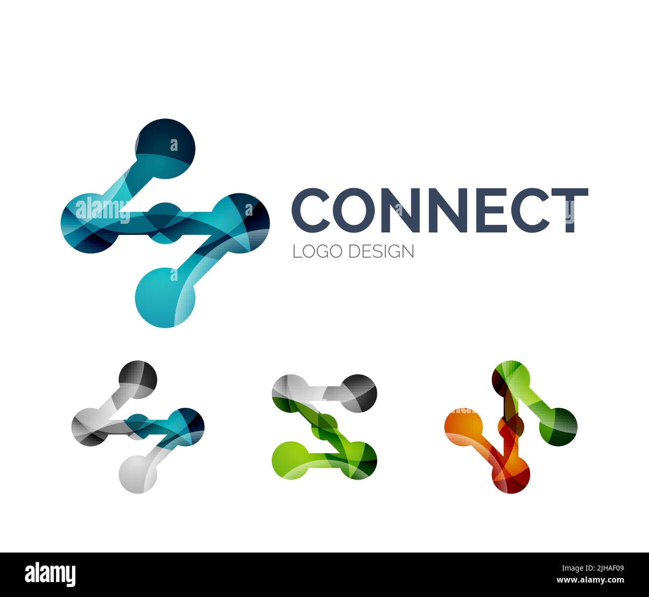 Abstract connection icon logo design made of color pieces - various ...