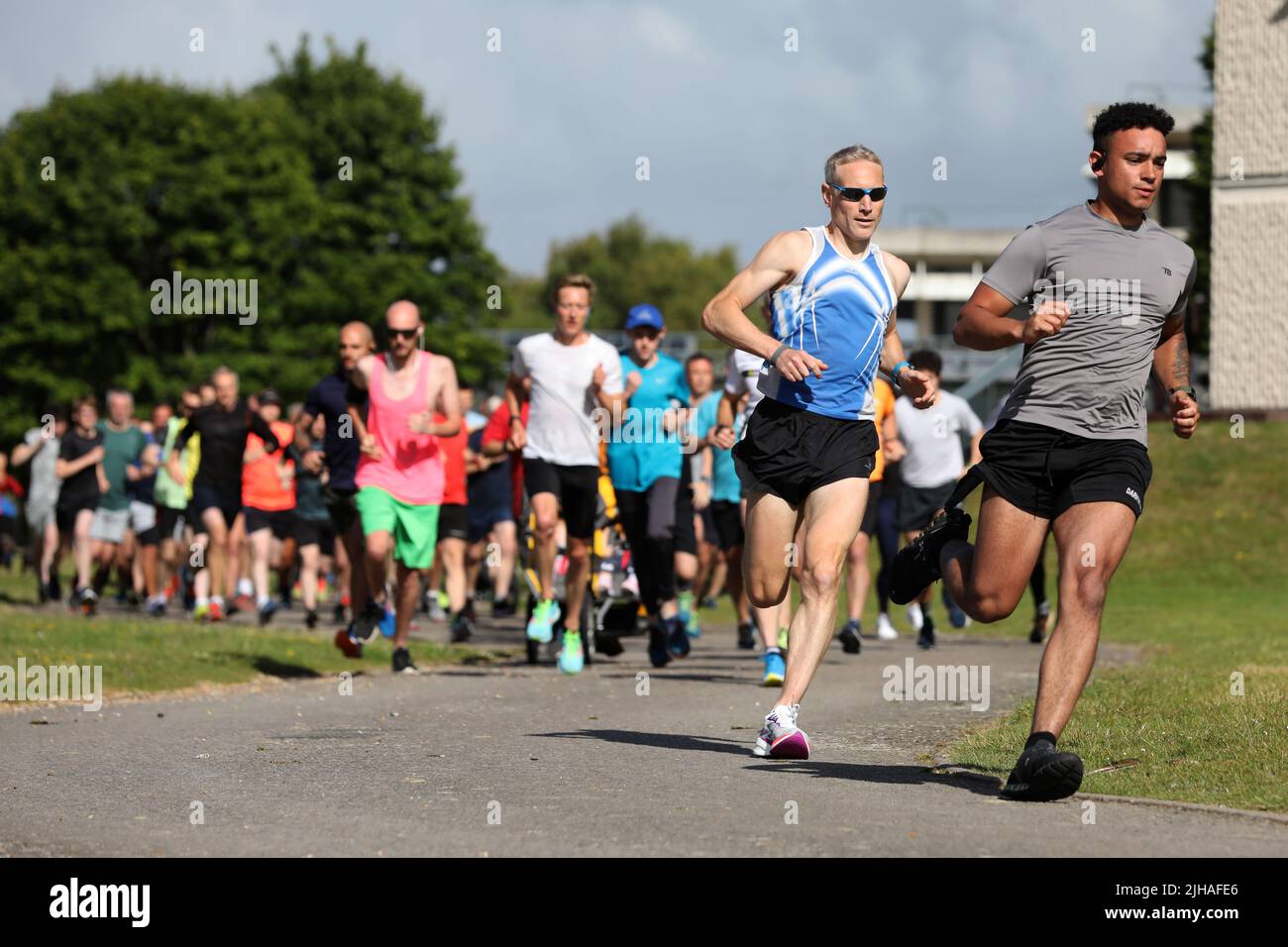 James Baker, (blue top, black shorts, 2nd from right) in the 5km ...