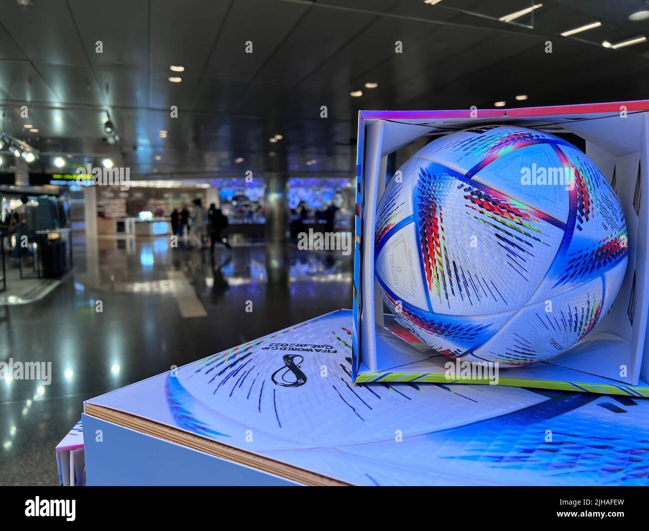 Qatar FIFA world cup 2022 Match Ball Al Rihla at Hamad Airport Doha ...