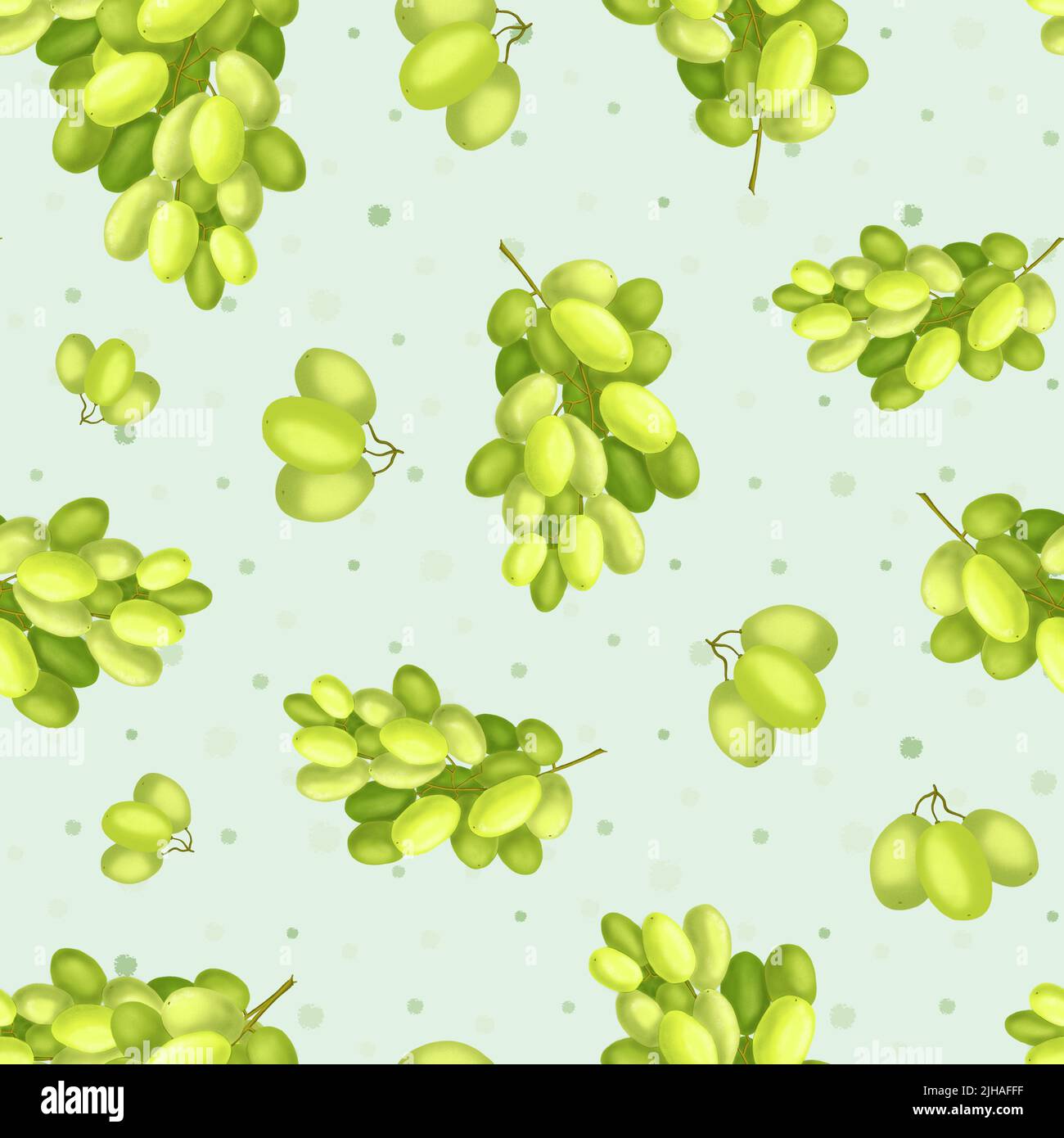 Grape. Seamless Pattern with Bunches of Green Grapes. Bright Juicy ...