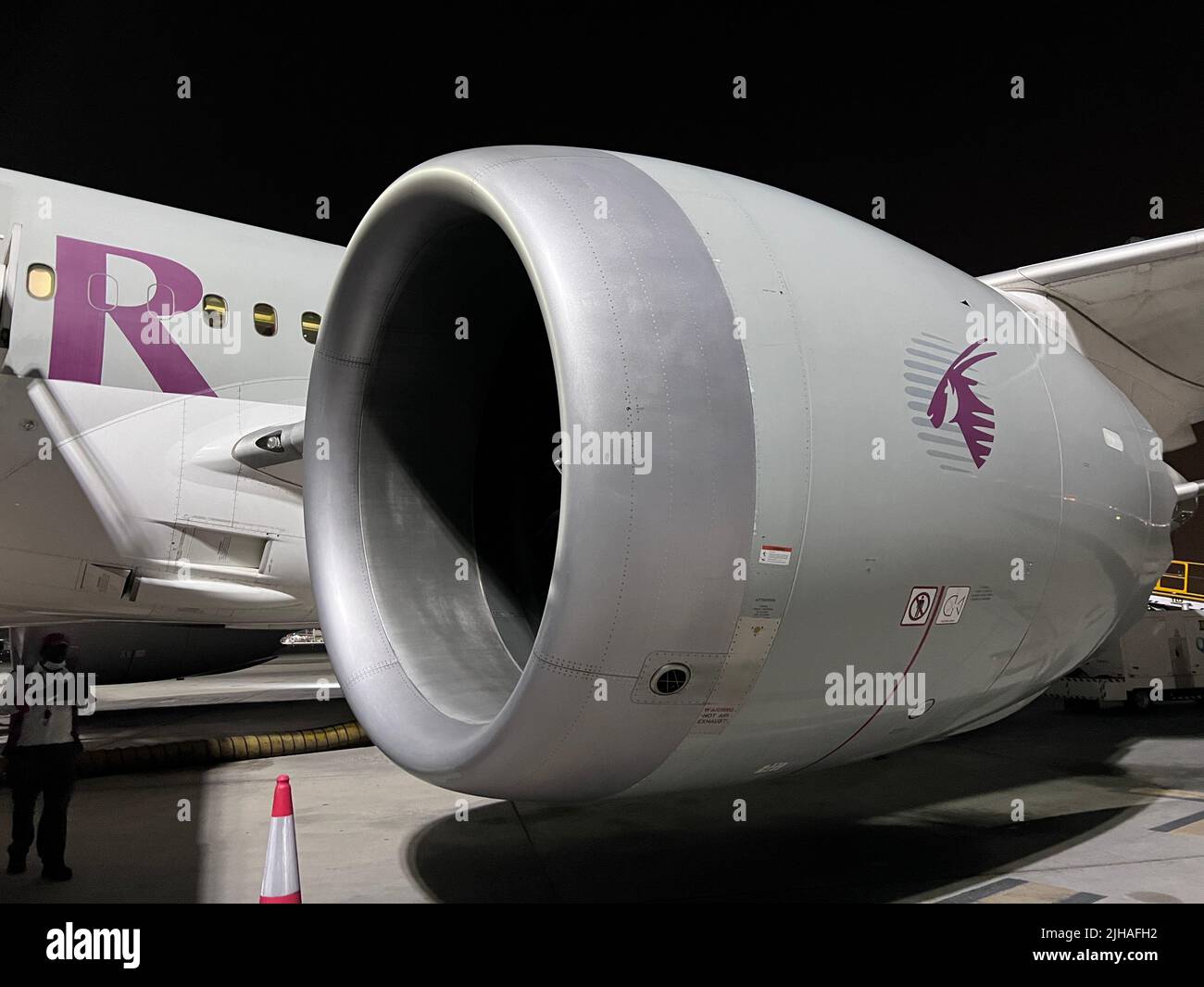 Qatar Airways Aeroplan Jet Engine Hamad Airport Stock Photo - Alamy