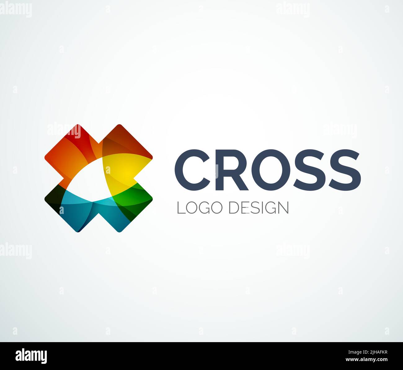 Abstract rainbow cross logo design made of color pieces - various ...