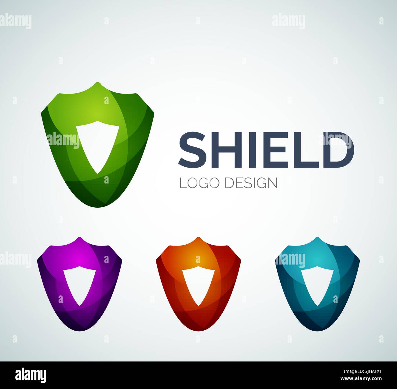 Abstract secure shield logo design made of color pieces - various ...