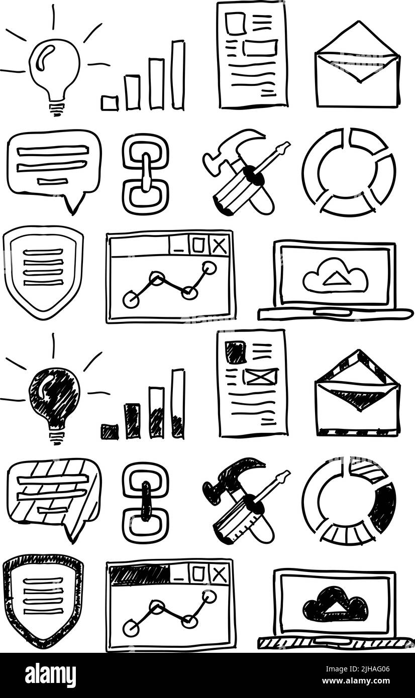 Hand drawn seo doodles / icon set Stock Vector Image & Art - Alamy