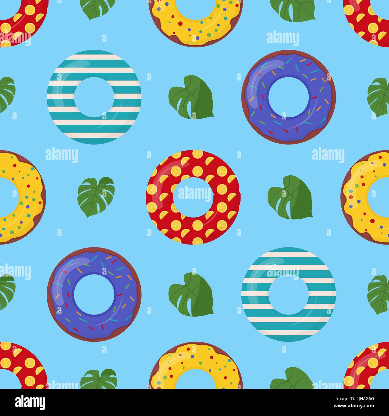 Cartoon swimming ring seamless pattern. Rubber or inflatable ring. Life ...