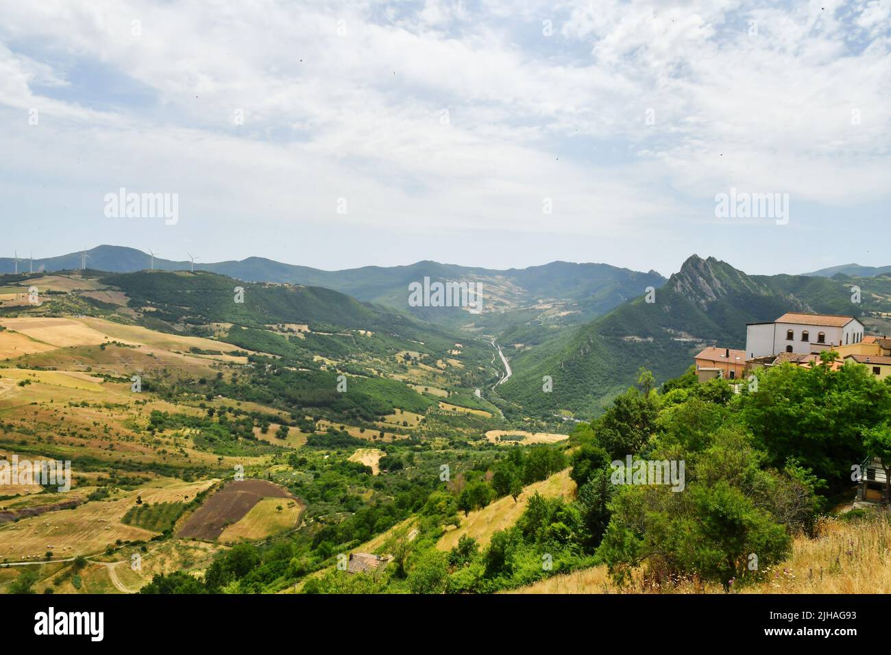 Panoramic view of the mountains of Basilicata in the province of ...