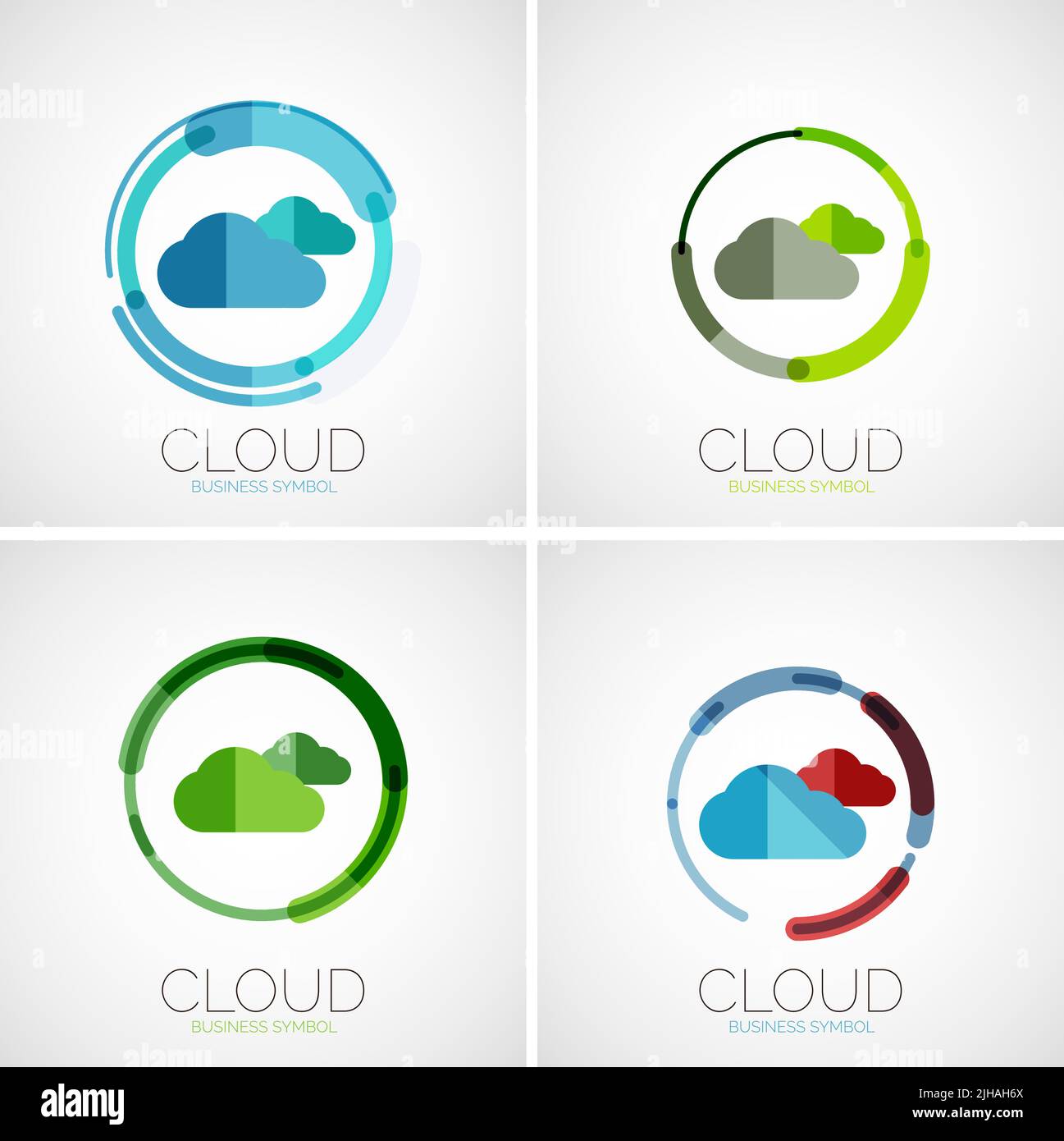 Cloud storage, flat design company logo, business symbol concept, minimal line style Stock ...