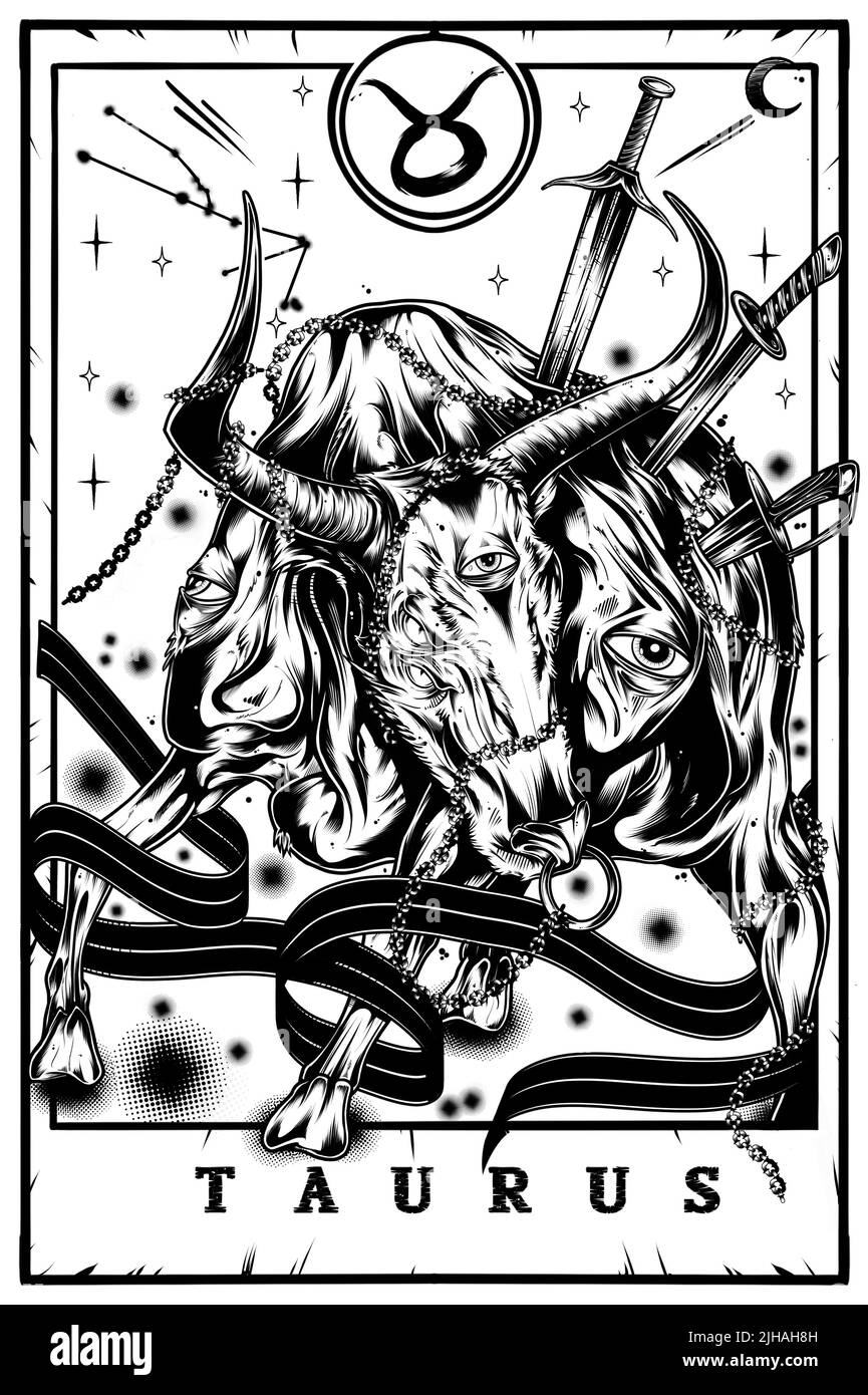 Taurus Zodiac Tarot Poster Art Print Illustration. Bold Contemporary ...
