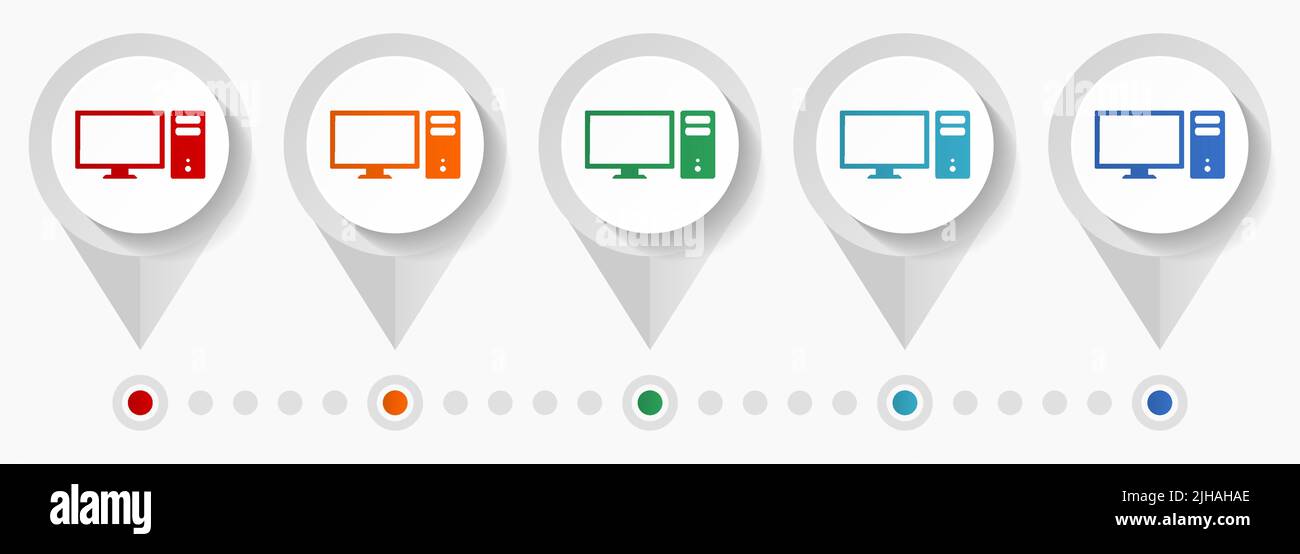 Computer, monitor, screen, pc concept vector icons, infographic ...