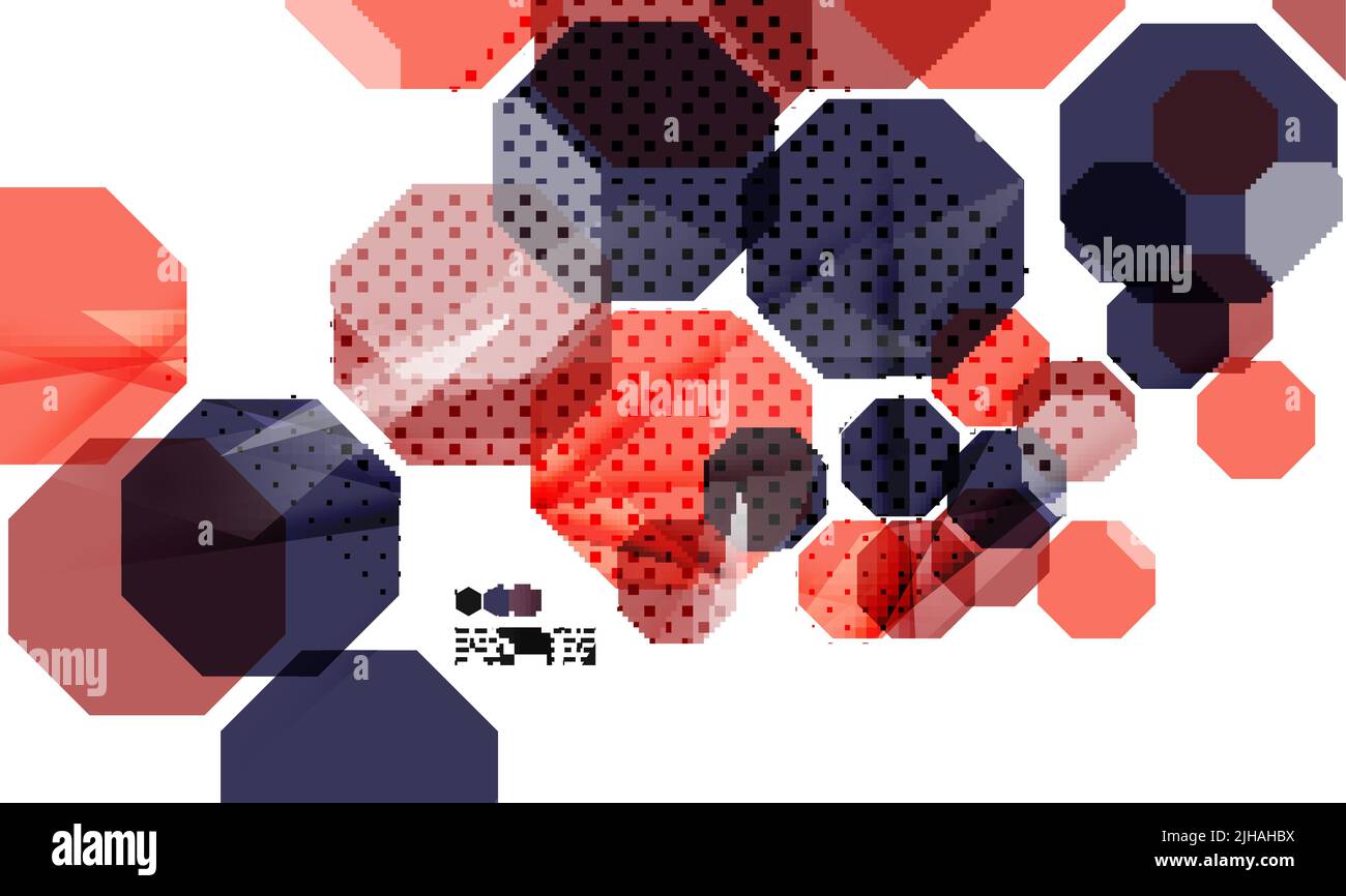 Bright red and blue textured geometric shapes isolated on white ...