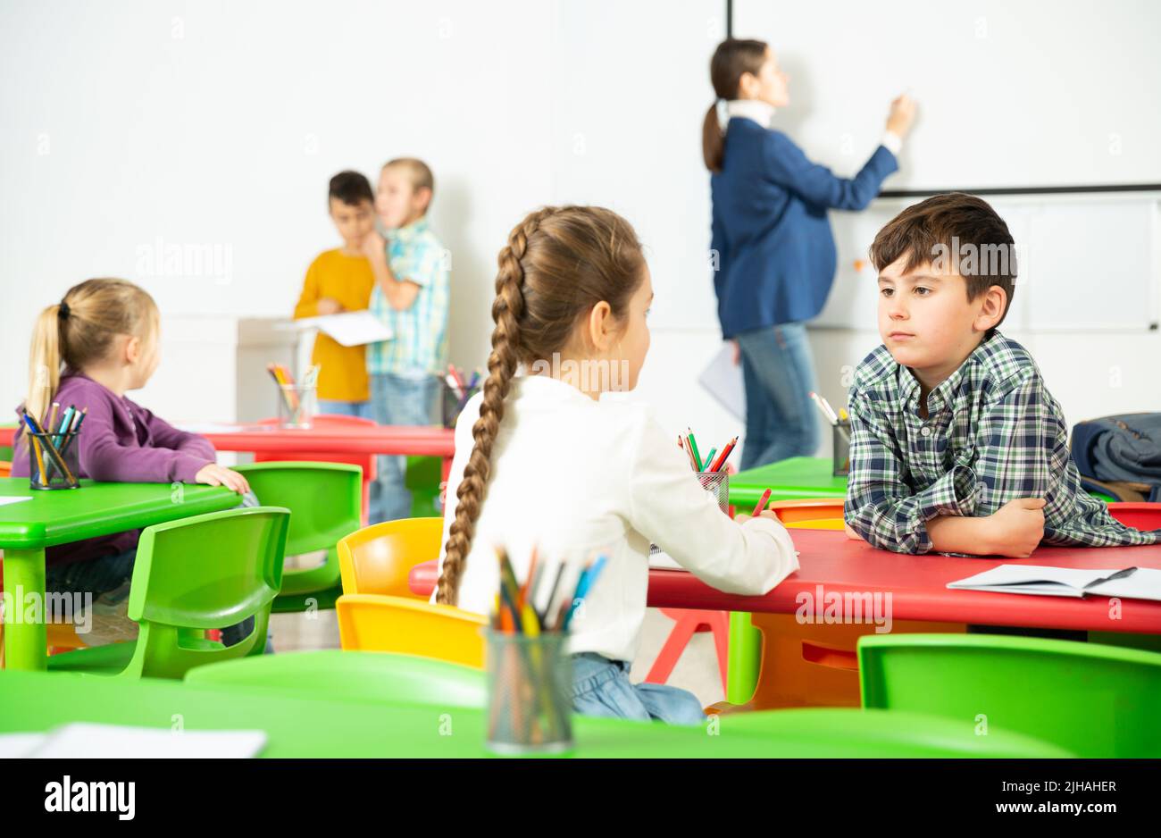 Happy kids during break at school Stock Photo - Alamy