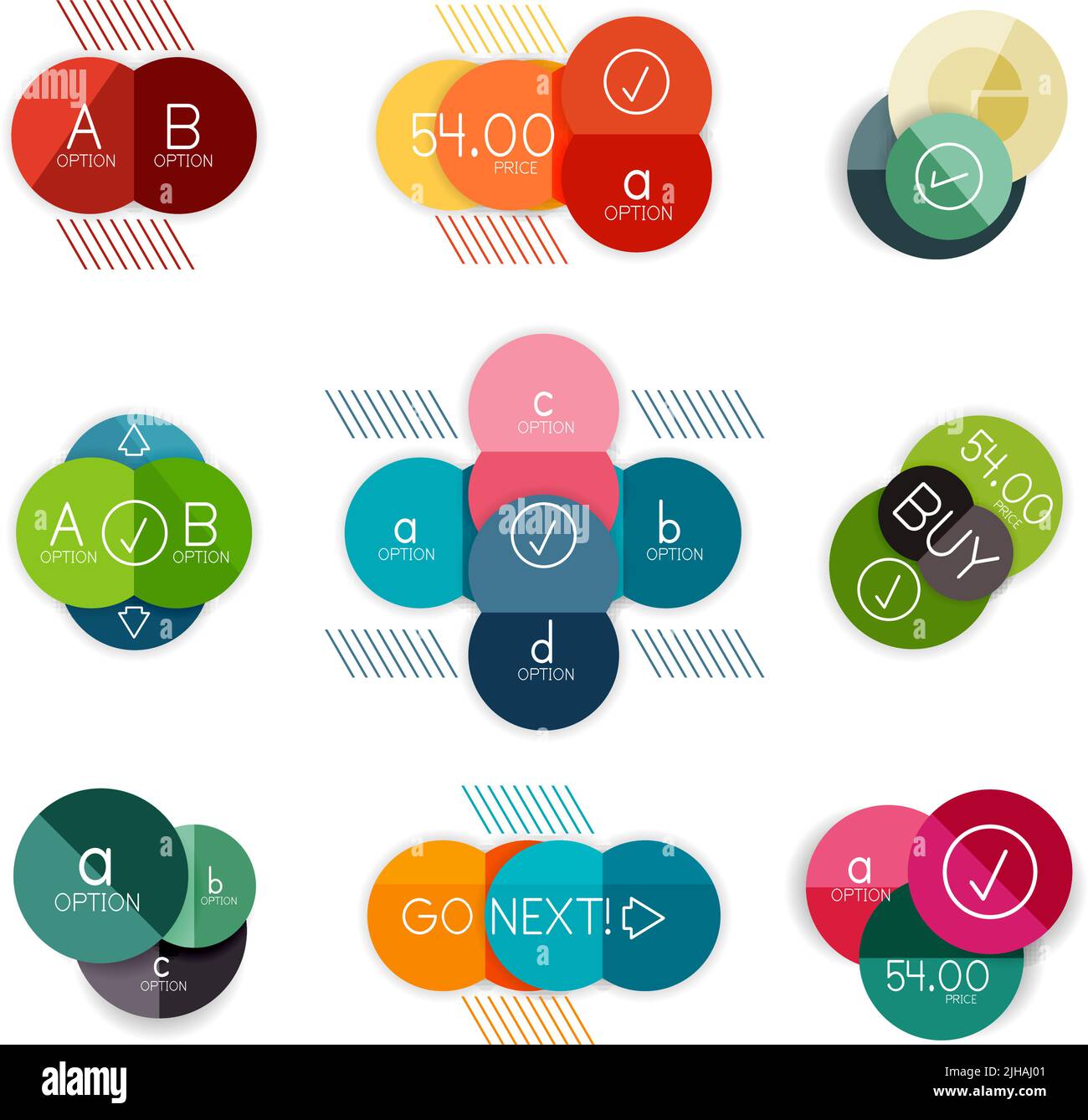 Set of circle shape vector infograph templates. Big collection of ...