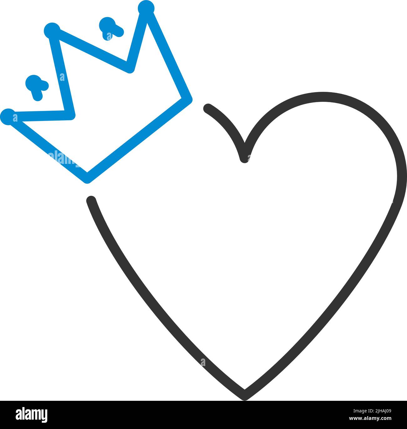 Valentine Heart Crown Icon. Editable Bold Outline With Color Fill ... Valentine Heart Crown Icon. Editable Bold Outline With Color Fill ...