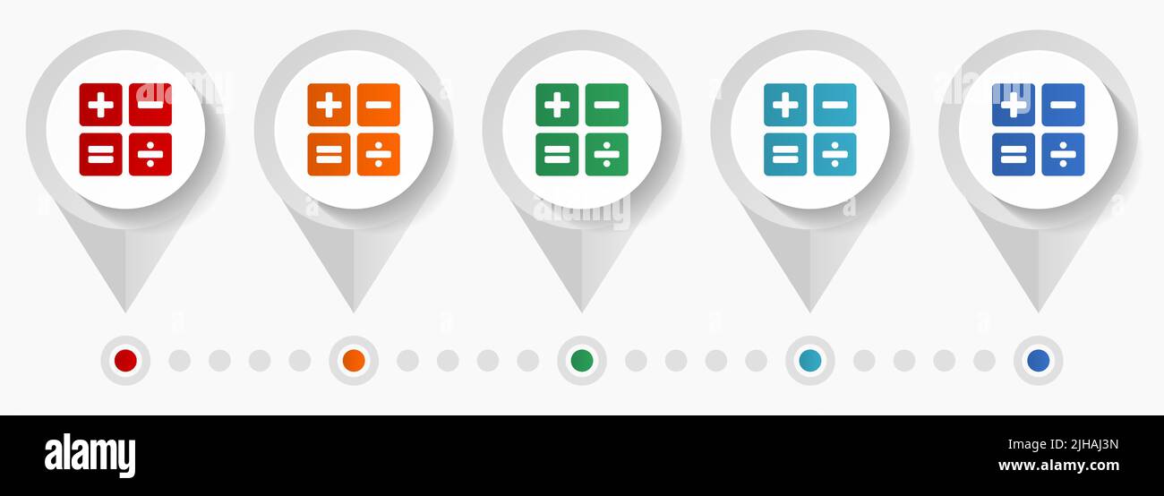 Calculator concept vector icons, editable infographic template, set of ...